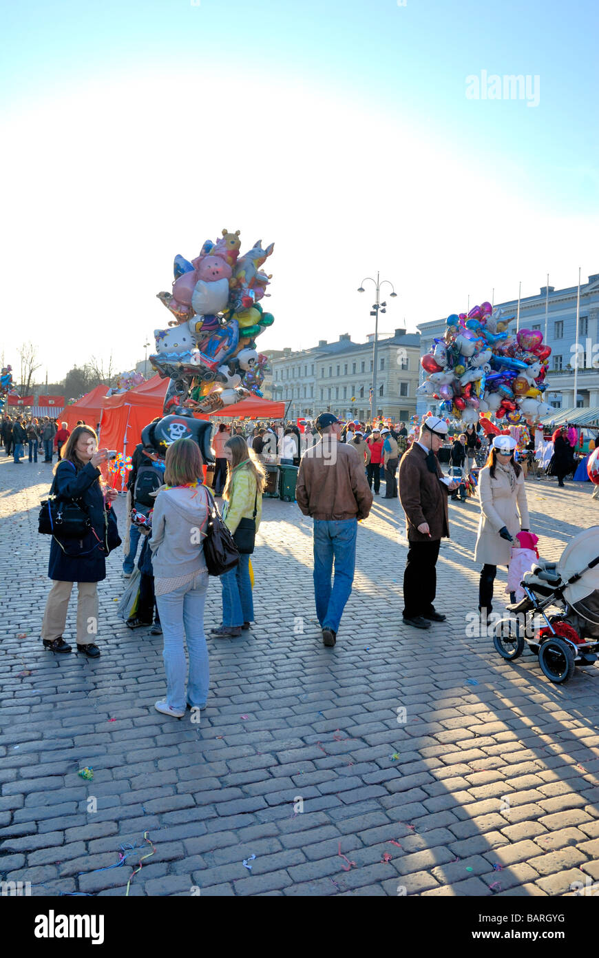 The eve of the May Day in the Kauppatori market square, Helsinki. The ...