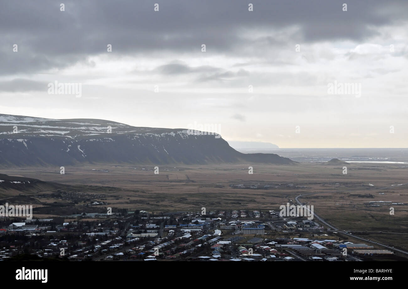 A view of the coastal lowlands and interior highlands at the ...