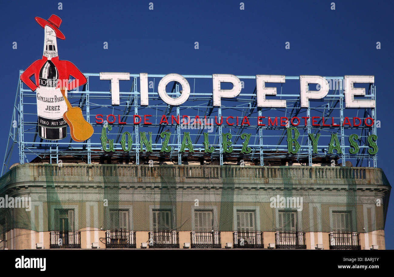'Bottled sun of Andalucia'; the Iconic Tio Pepe sign at Plaza del Sol ...