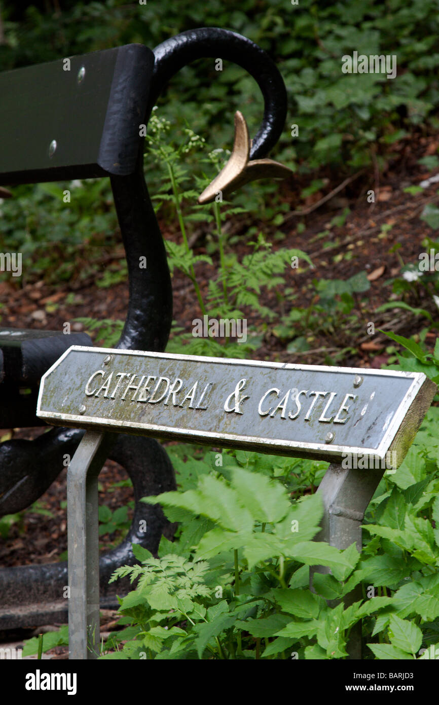 Sign post to Durham Castle and Catherdal in Durham City England Stock ...