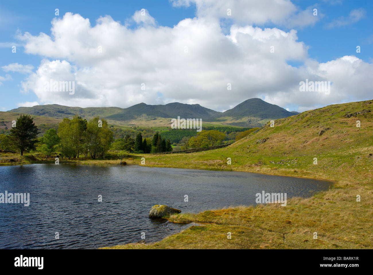 Kelly Hall Tarn, Torver Common, with views of Coniston Old Man, Lake ...