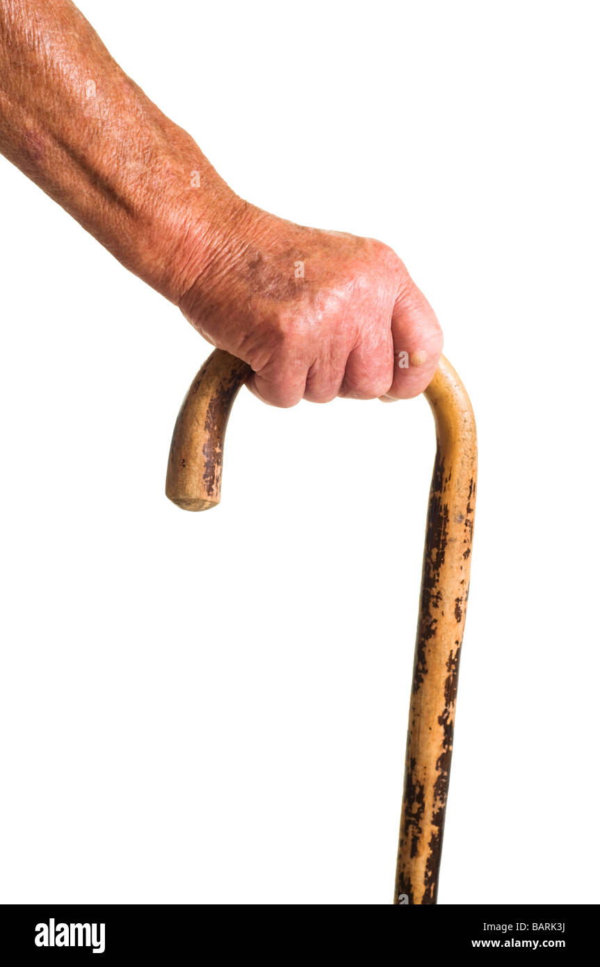 old man and walking stick Stock Photo - Alamy