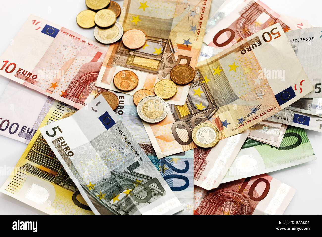 Various Euro coins and banknotes Stock Photo - Alamy