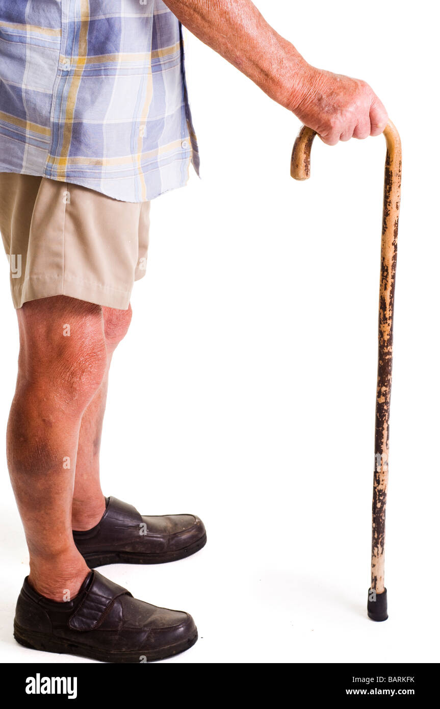 old man and walking stick Stock Photo - Alamy