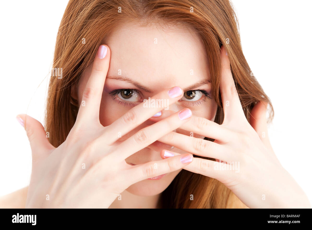 Isolated young woman portrait Stock Photo - Alamy