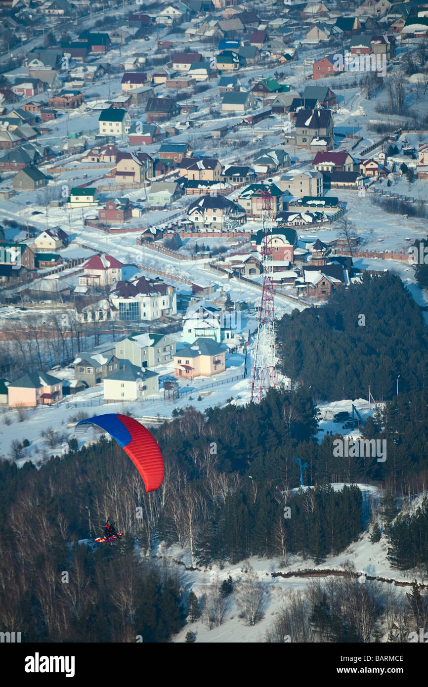Aerial view from Tserkovka mountain Belokurikha resort Altay Russian ...