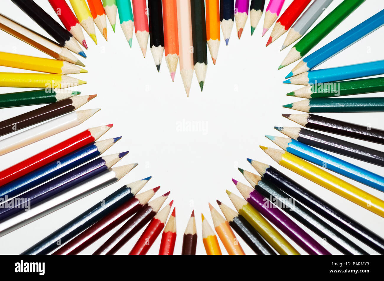 Colored pencils in a heart shape Stock Photo - Alamy Colored pencils in a heart shape Stock Photo - Alamy