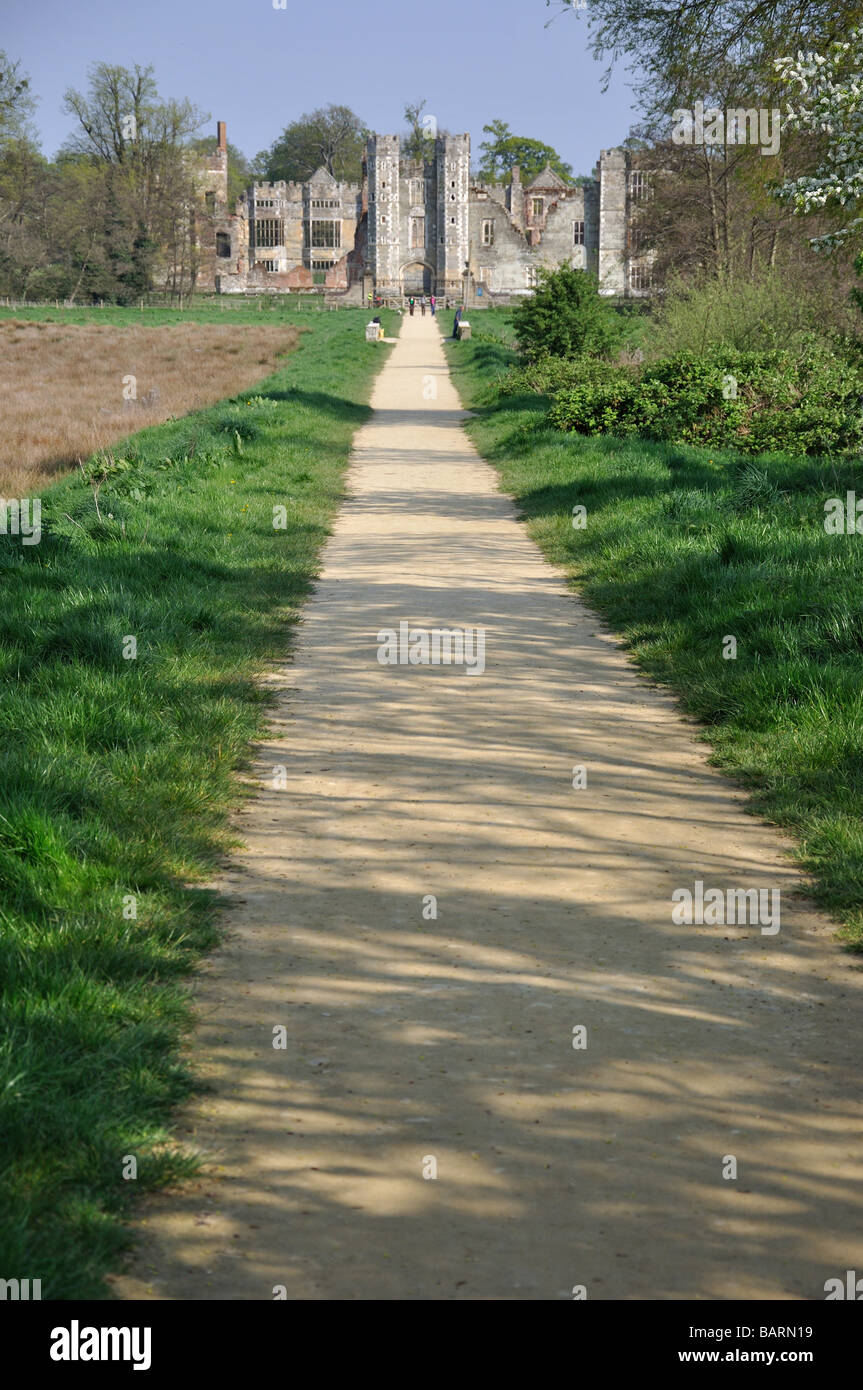 Path to Cowdray House Tudor Mansion ruins, Midhurst, West Sussex ...