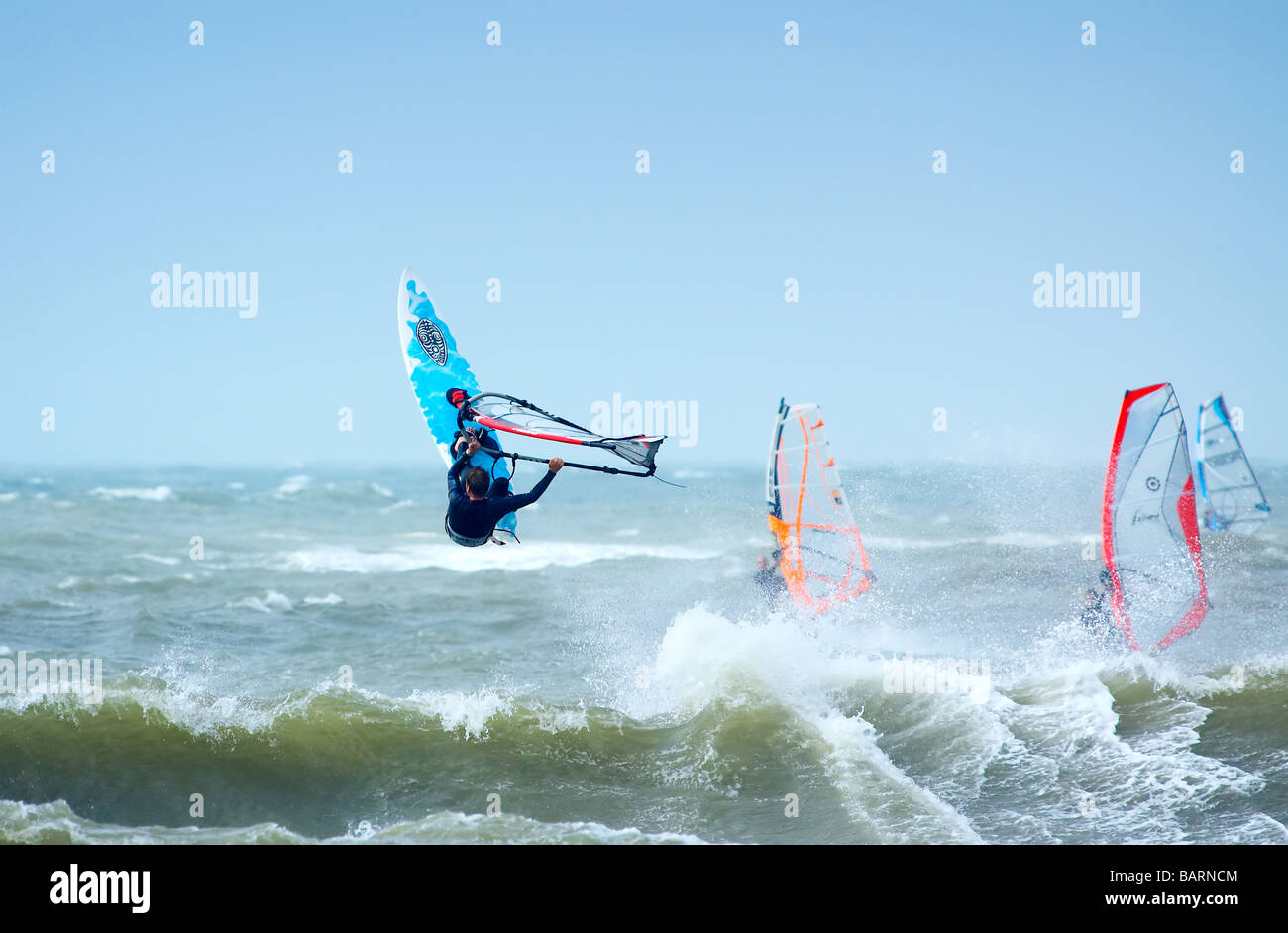 extreme windsurfing in Scheveningen north sea Holland The Netherlands ...