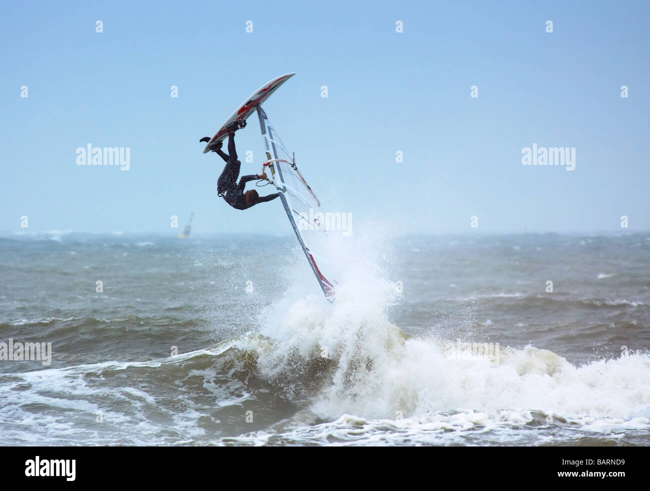 extreme windsurfing in Scheveningen north sea Holland The Netherlands ...