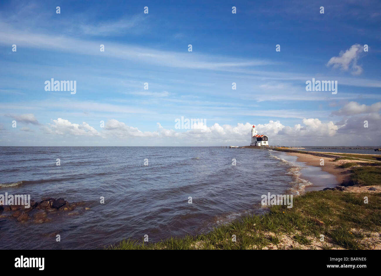 Beautiful beach lighthouse in marken hi-res stock photography and ...