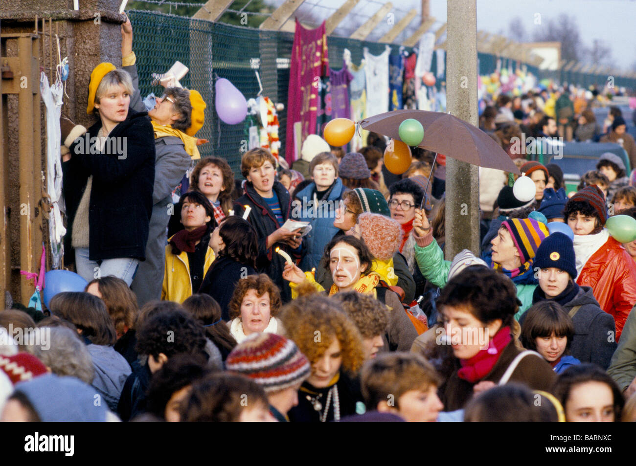 Greenham Berkshire UK December 1982 Protesters at the Greenham Common ...