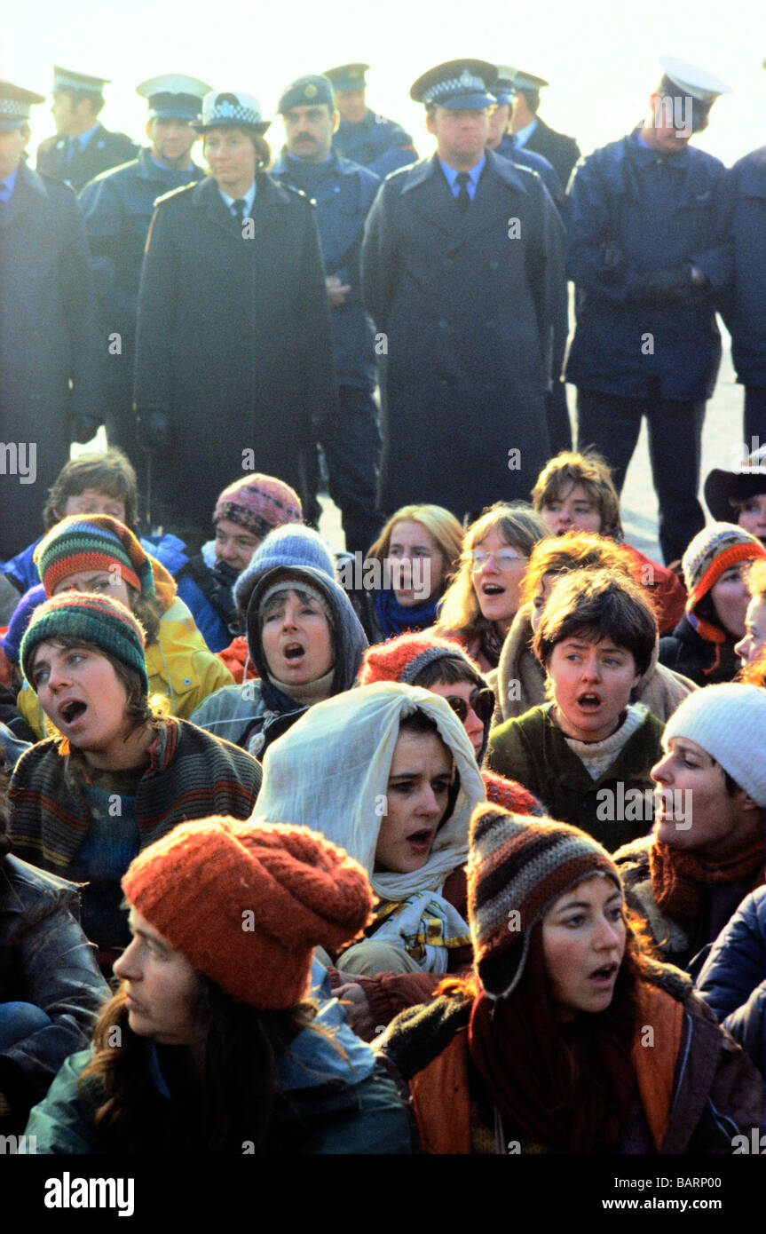 Greenham Berkshire UK December 1982 Protesters at the Greenham Common ...