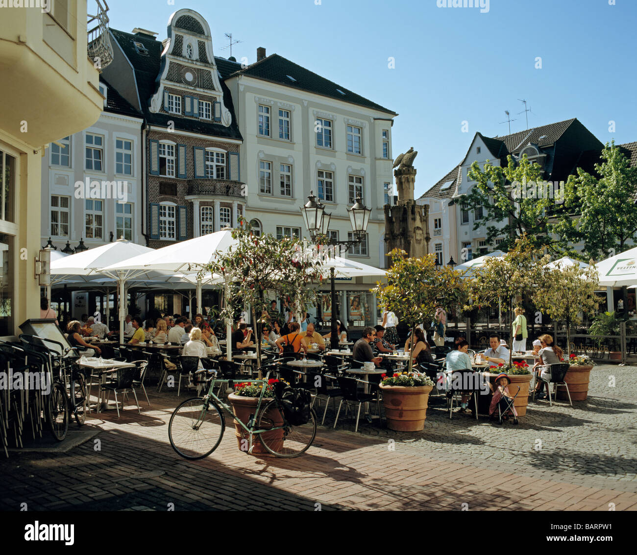 City centre of Moers, Lower Rhine, Germany showing the old Market ...