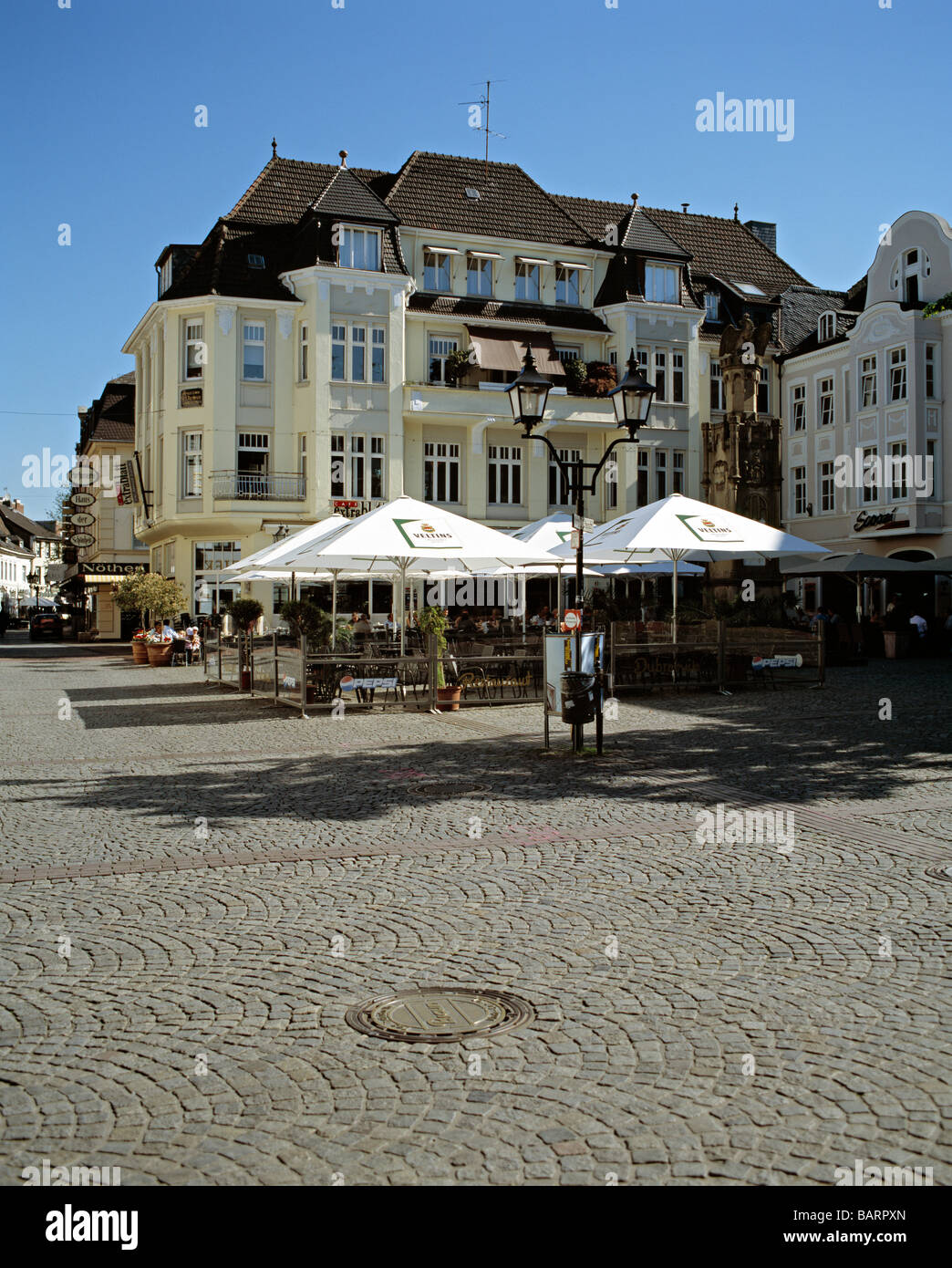 City centre of Moers, Lower Rhine, Germany showing the old Market ...
