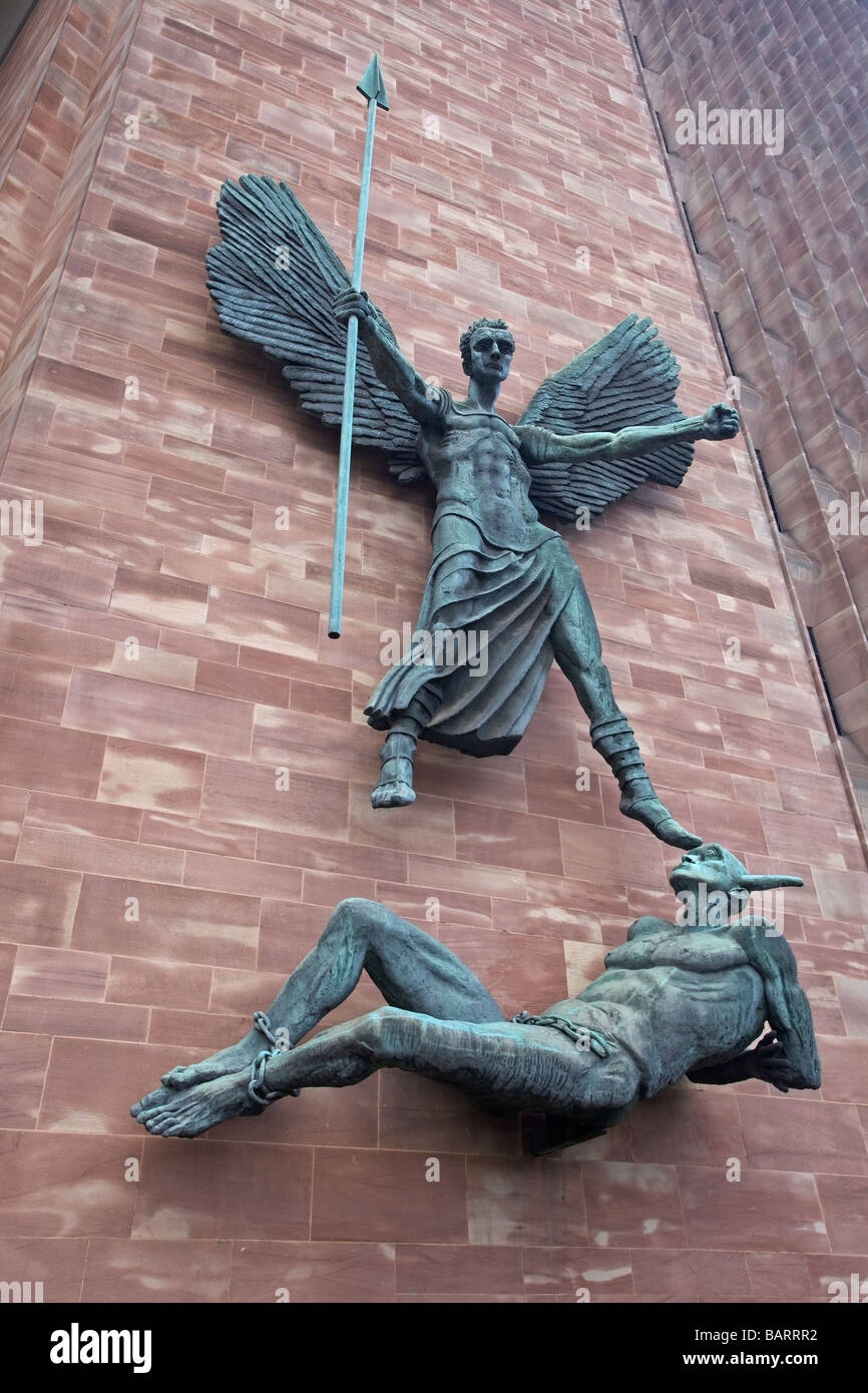 Sculpture by Sir Jacob Epstein at Coventry Cathedral, "Saint Michael's ...