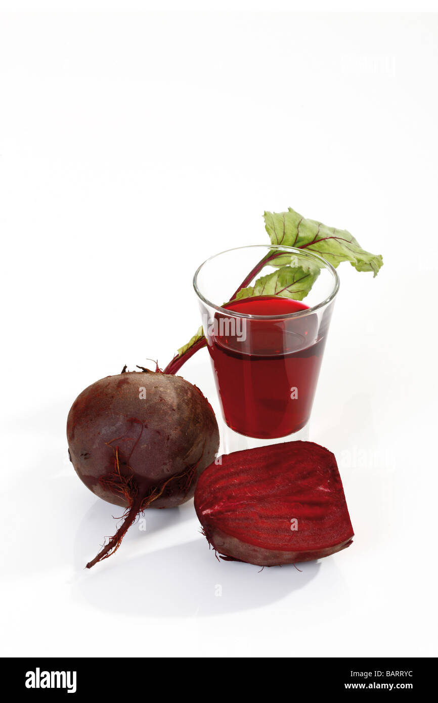 Beetroot drink and beetroot, elevated view Stock Photo - Alamy