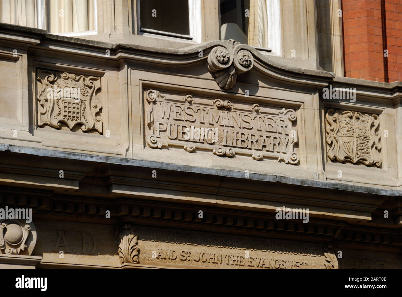 Former Westminster Public Library sign Great Smith Street London Stock ...