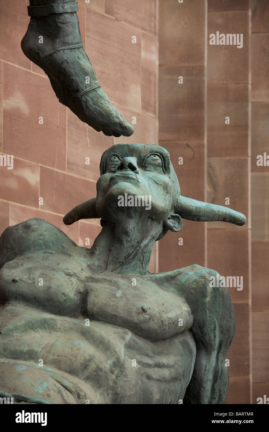 Sculpture by Sir Jacob Epstein at Coventry Cathedral, "Saint Michael's ...