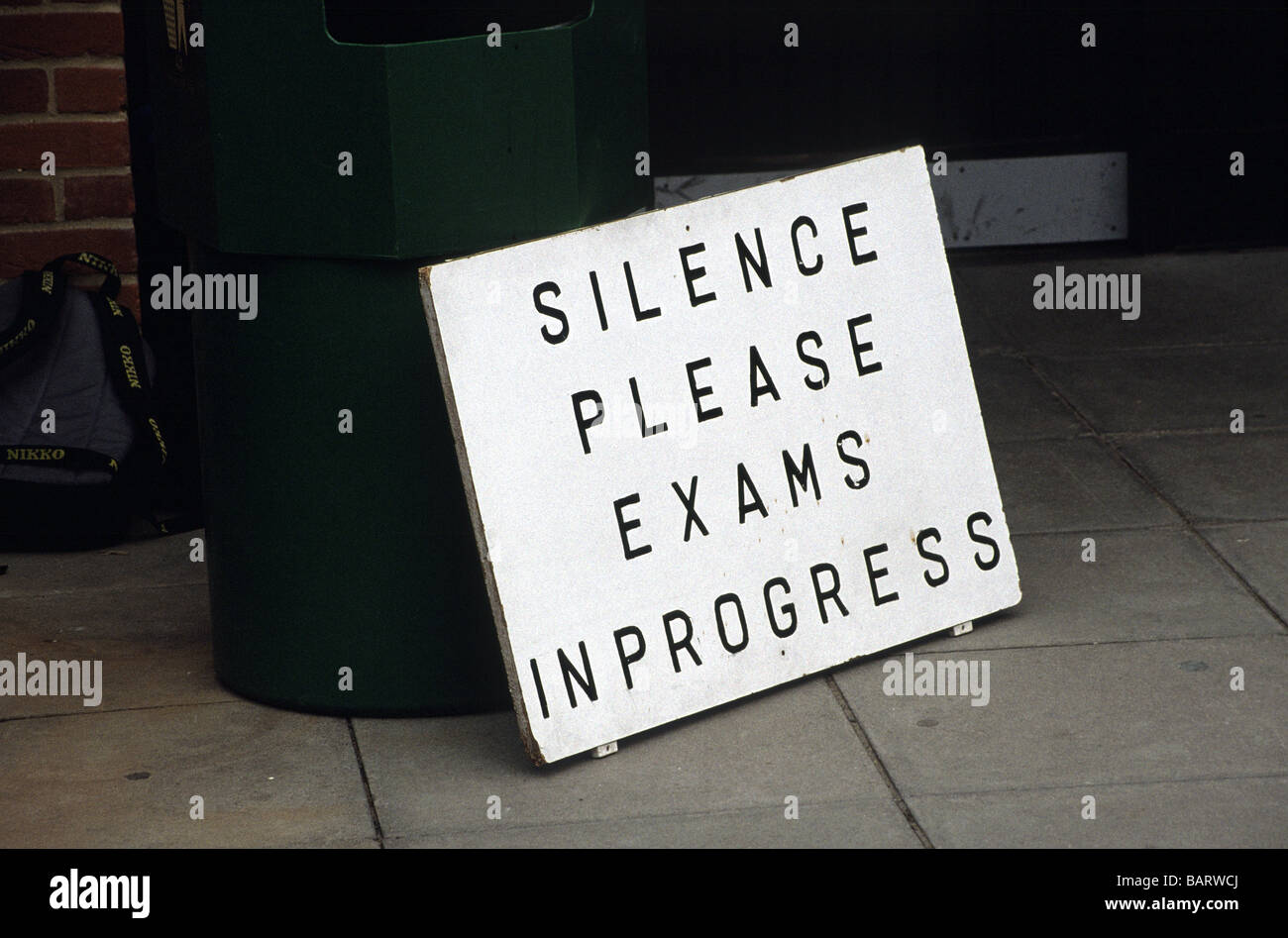 sign set up outside exam rooms in secondary school saying silence ...