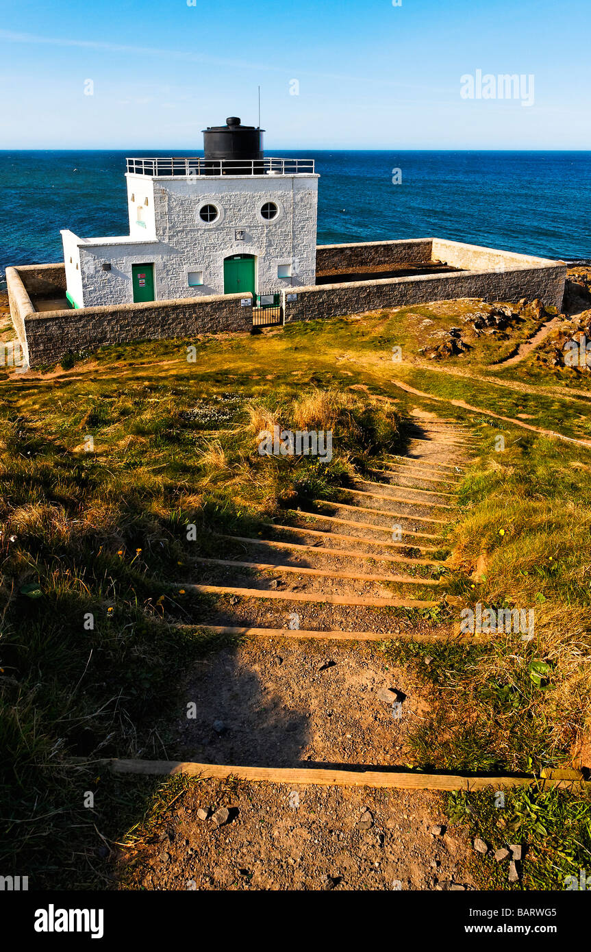 Lighthouse at Harkness Rocks on Budle Point between Bamburgh and Budle ...