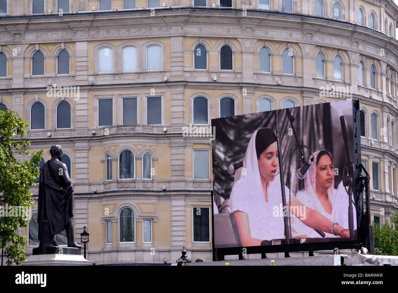 Giant VDU screen at Vaisakhi Sikh New Year Festival London 2009 Stock ...