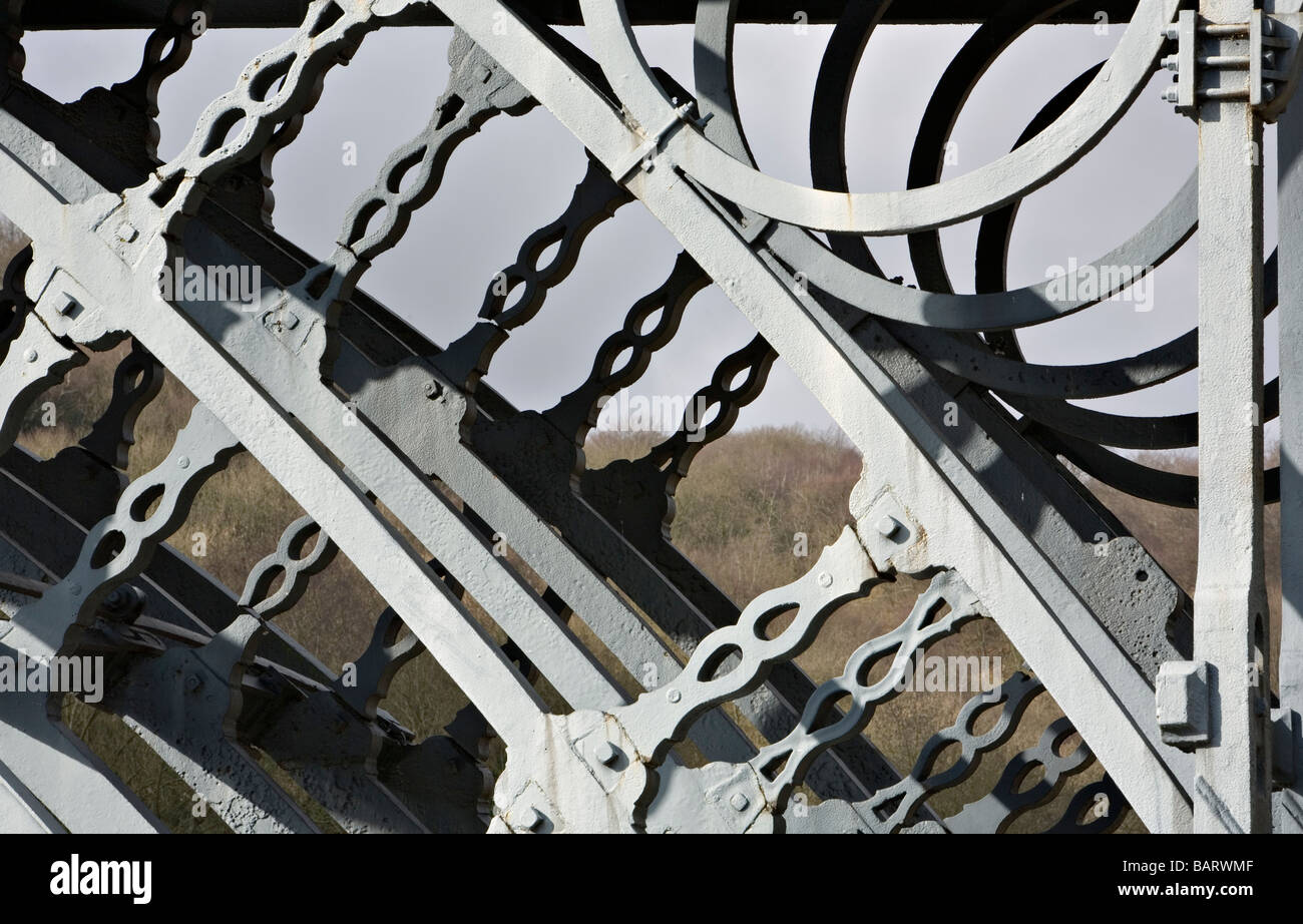 Detail of the cast iron bridge at Ironbridge World Heritage Site ...