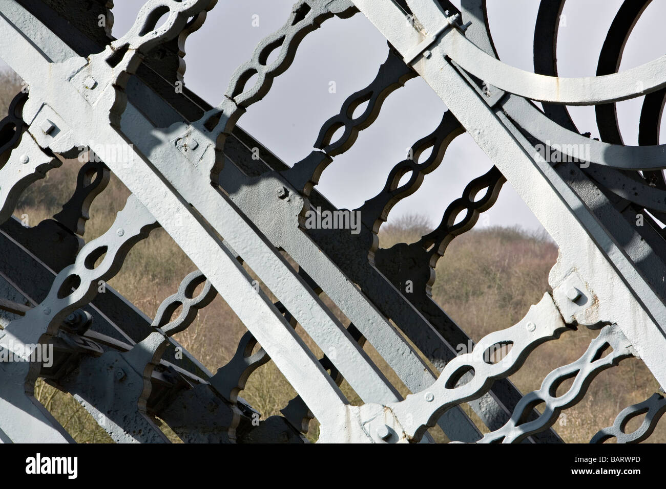 Detail of the cast iron bridge at Ironbridge World Heritage Site ...
