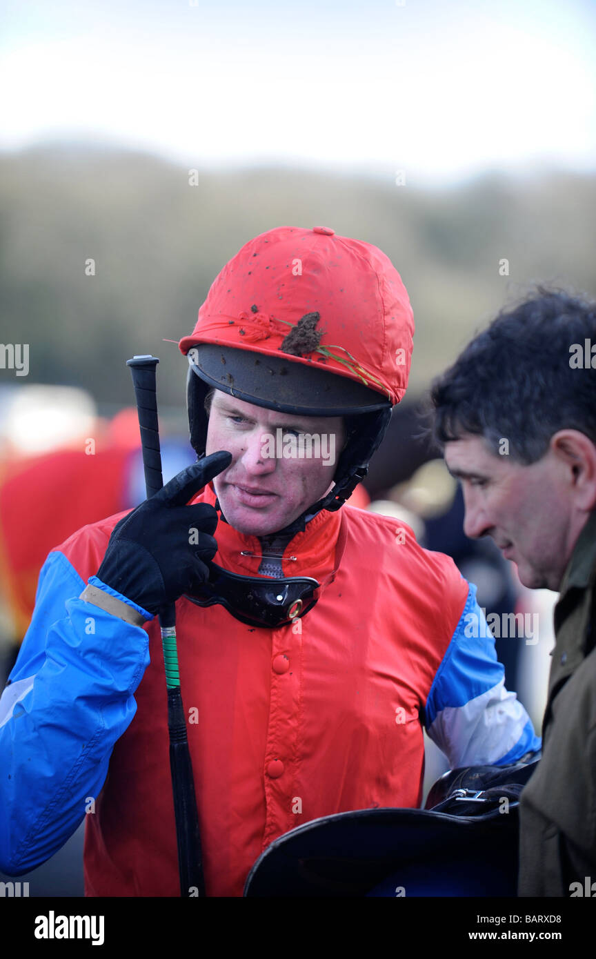 The jockey Joe Tizzard in the unsaddling enclosure at Chepstow ...