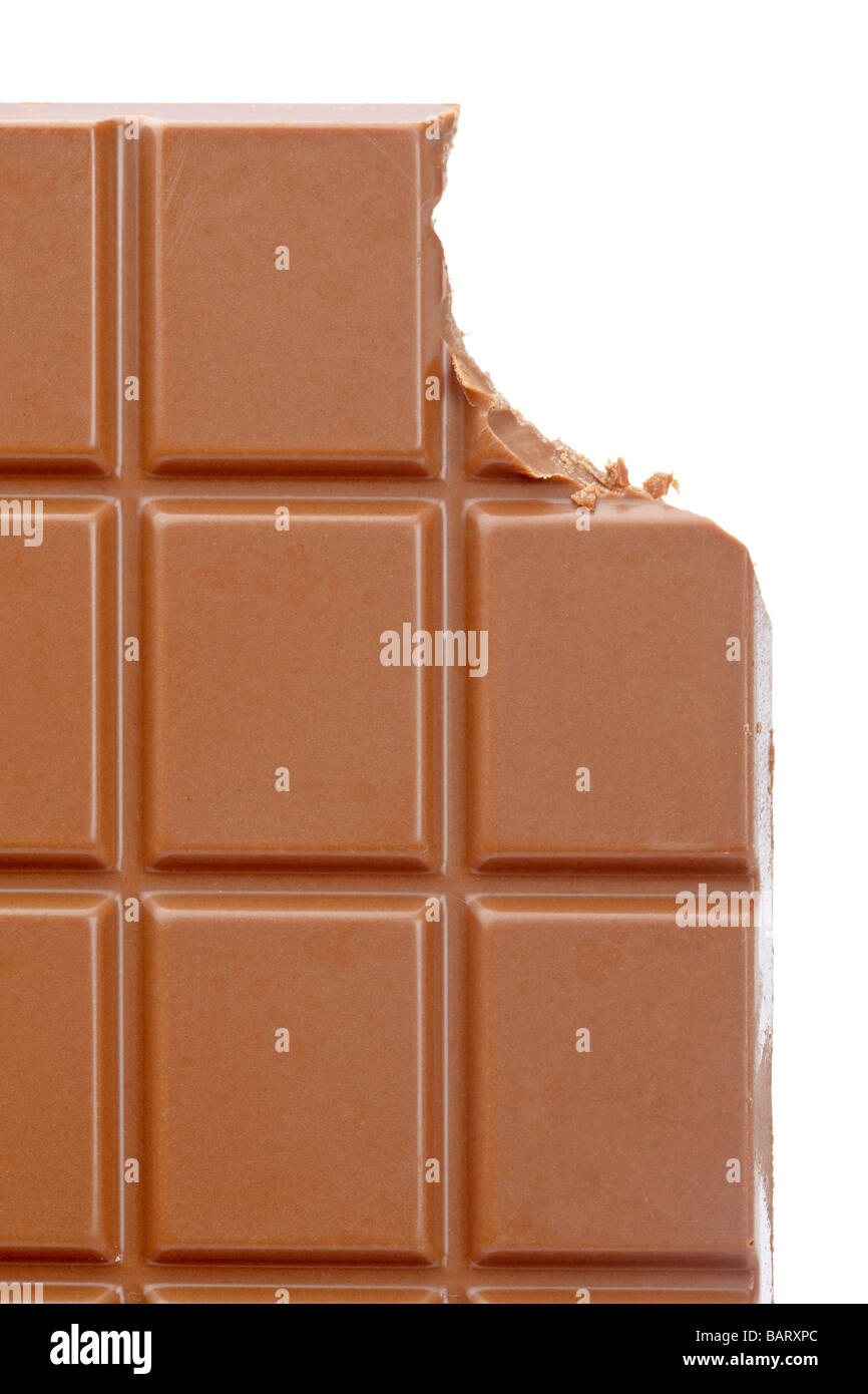 Bitten chocolate bar isolated on white background Shallow depth of ...