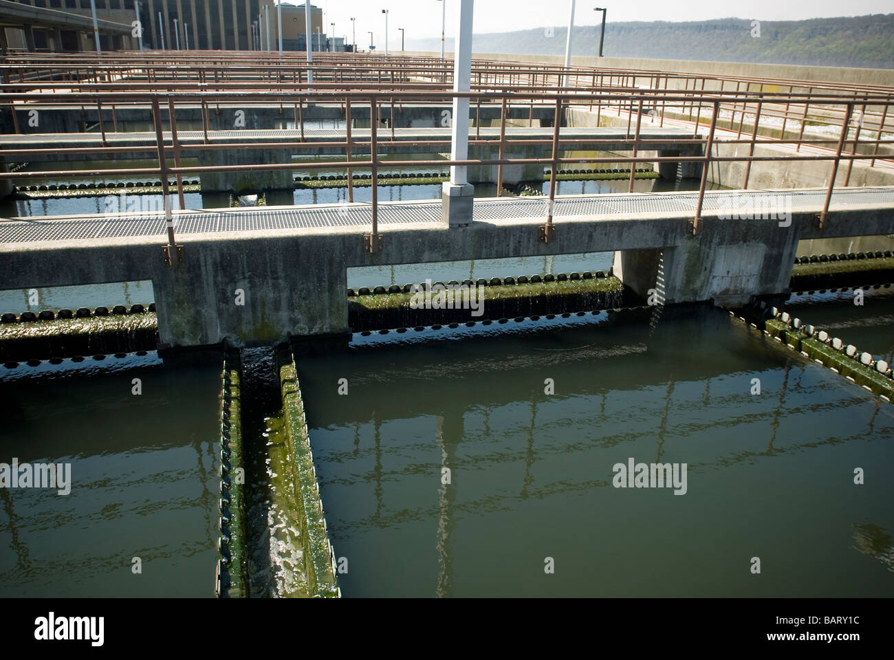Final sludge removal tanks at Yonkers Sewage Treatment Plant in the ...