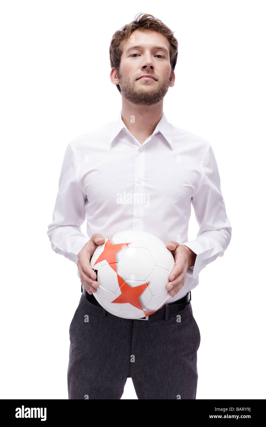 Man beard holding white Cut Out Stock Images & Pictures - Alamy