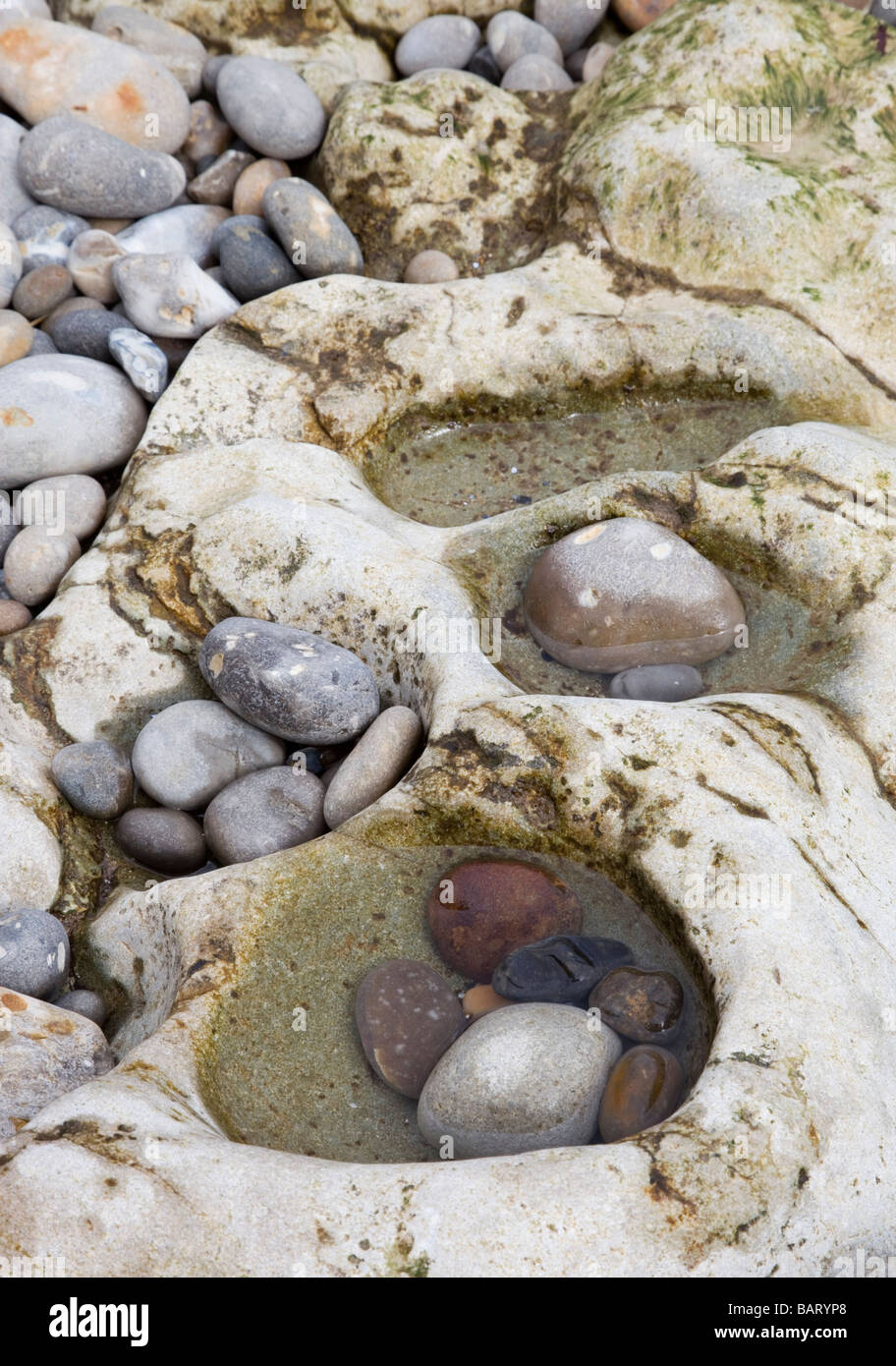 Rock pools at Beer South Devon Stock Photo - Alamy