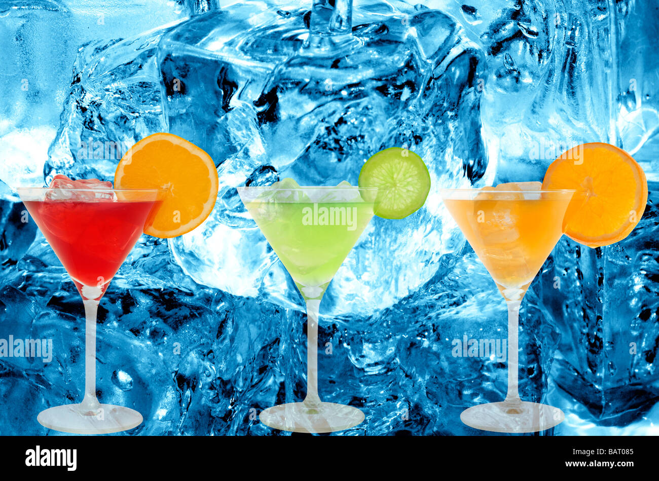 colorful cocktails with a ice cold background Stock Photo - Alamy