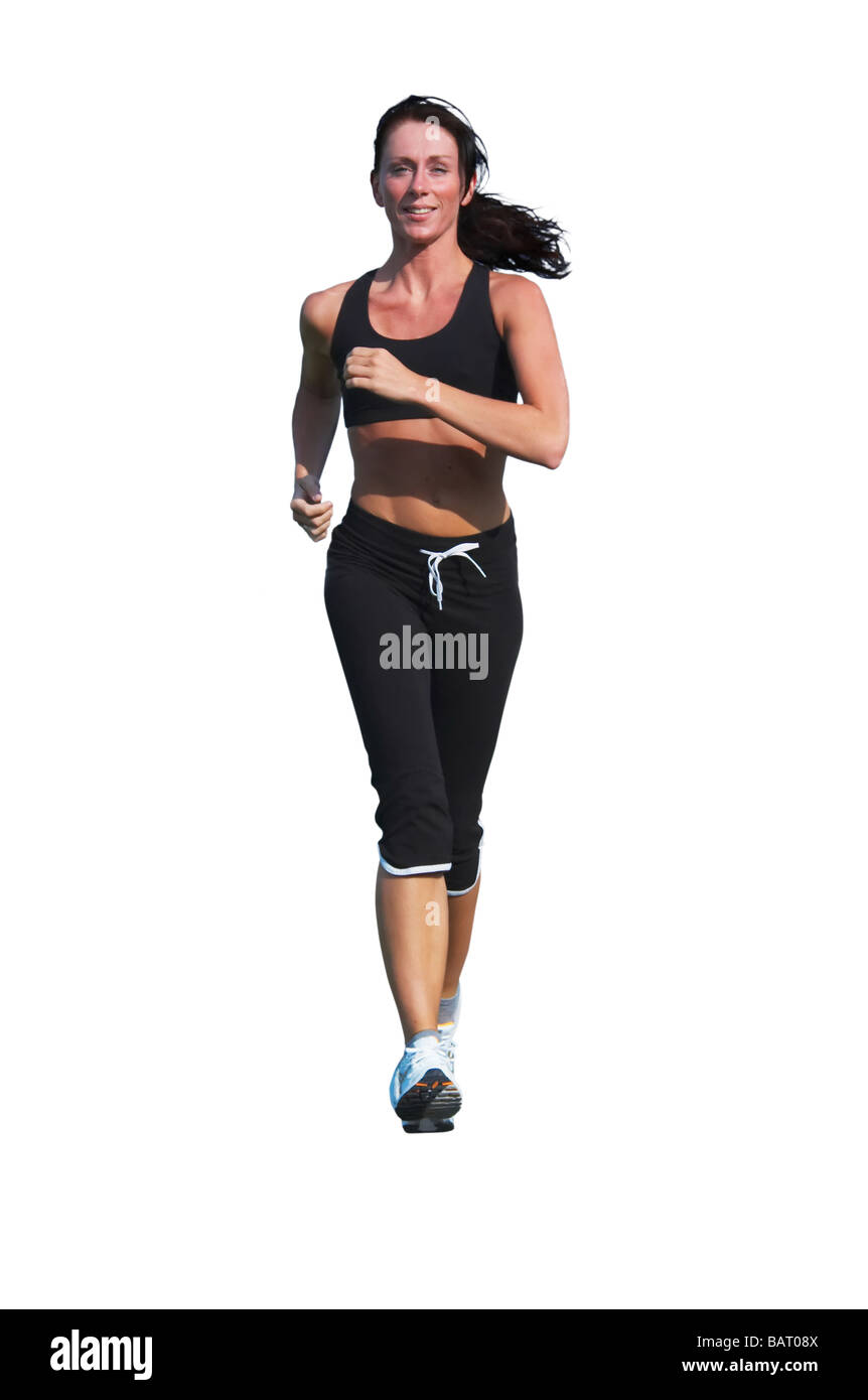 woman running isolated on white Stock Photo - Alamy