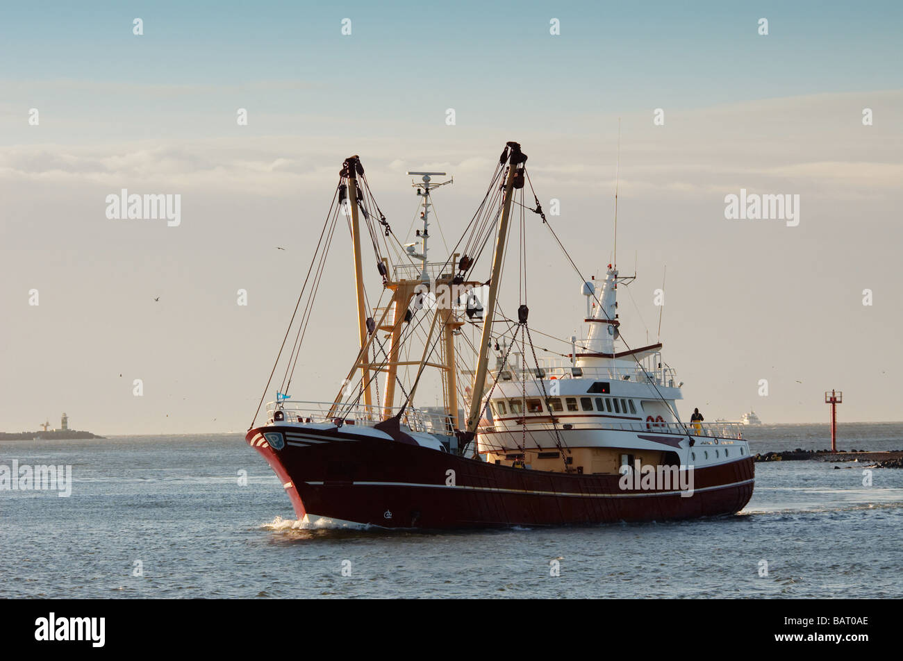 fishing ship during in the harbor IJmuiden Holland The Netherlands ...