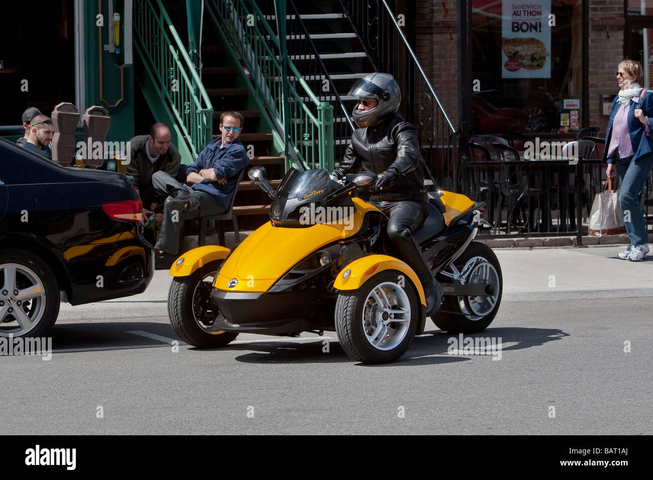 BRP Can Am Spyder Roadster is seen on Avenue Cartier in Quebec City ...