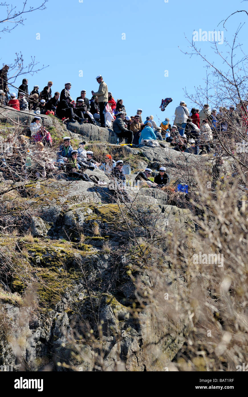 The May Day picnic in the Kaivopuisto park, Helsinki. The only carnival ...
