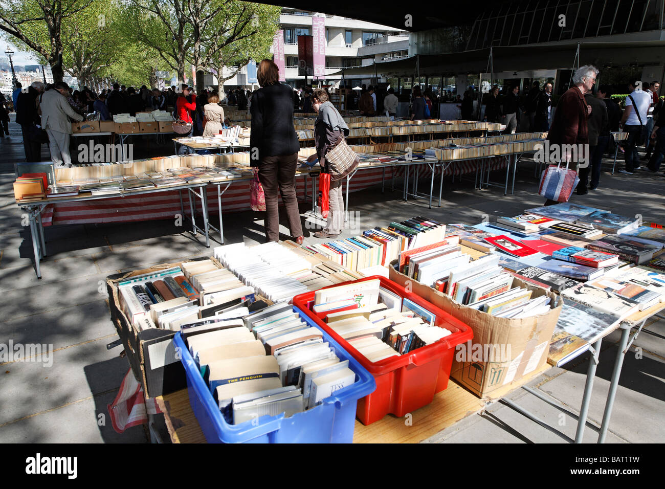 Book market stalls outside National Film Theatre, Southwark, London ...
