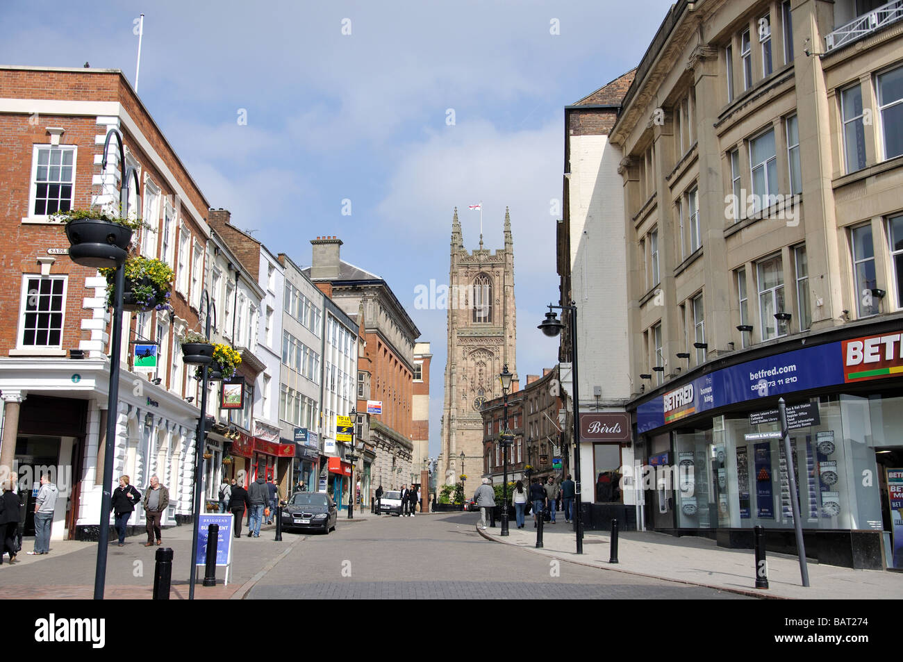 Derby Cathedral from Iron Gate, Derby, Derbyshire, England, United ...
