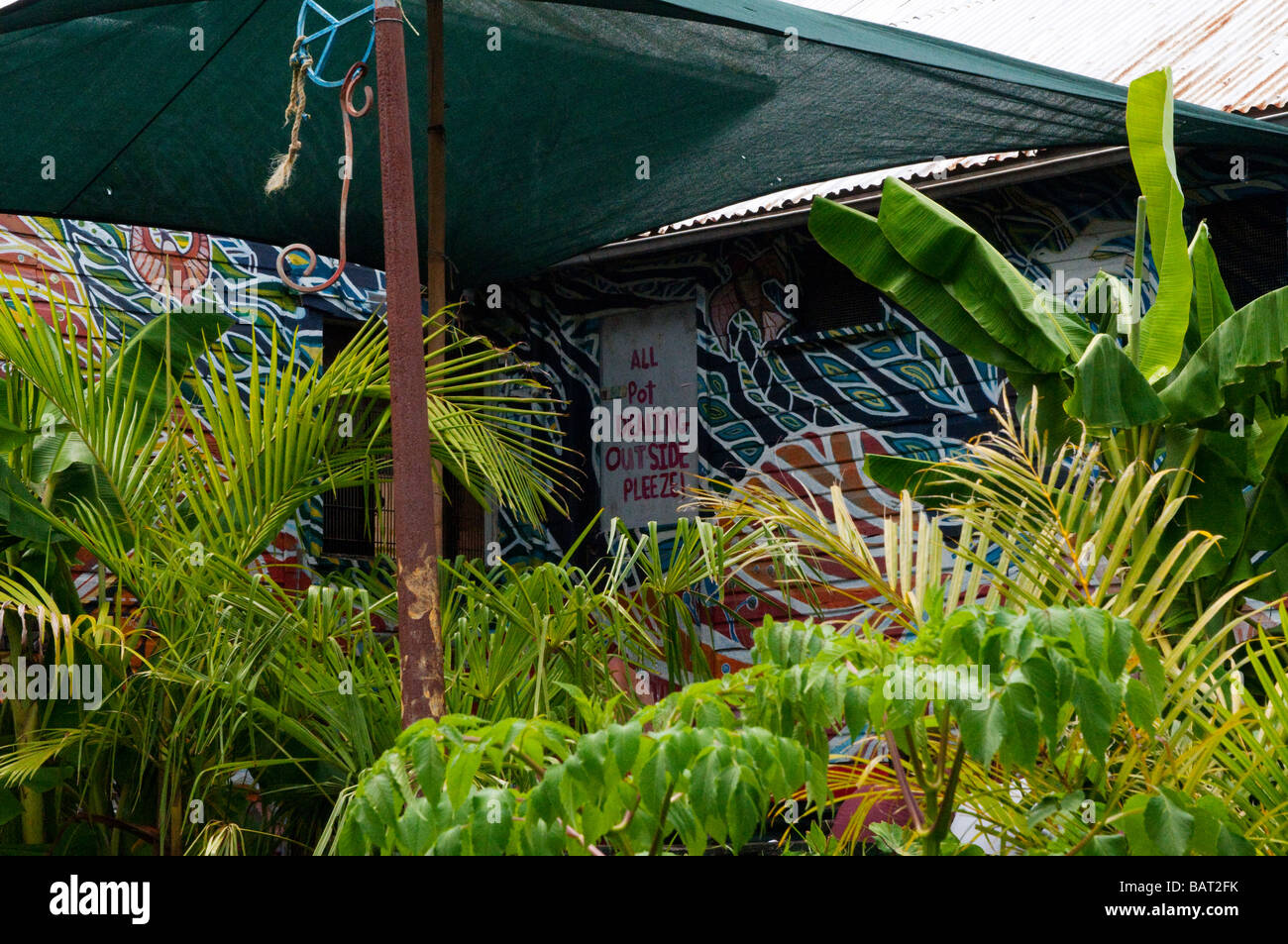 All pot dealing outside notice on the back of the museum Nimbin NSW ...