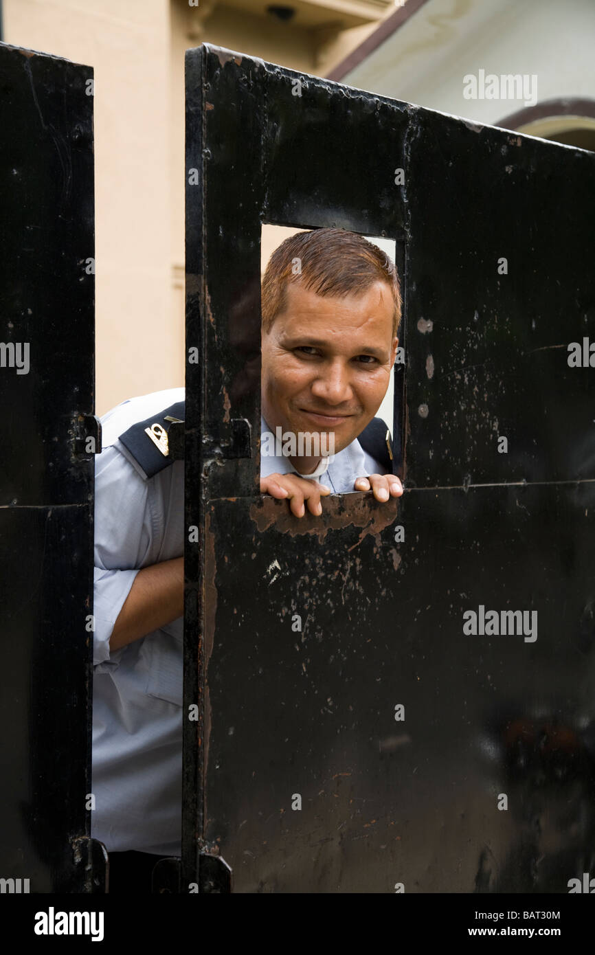 Security guard at gate of the Delhi offices of the Delegation of the ...
