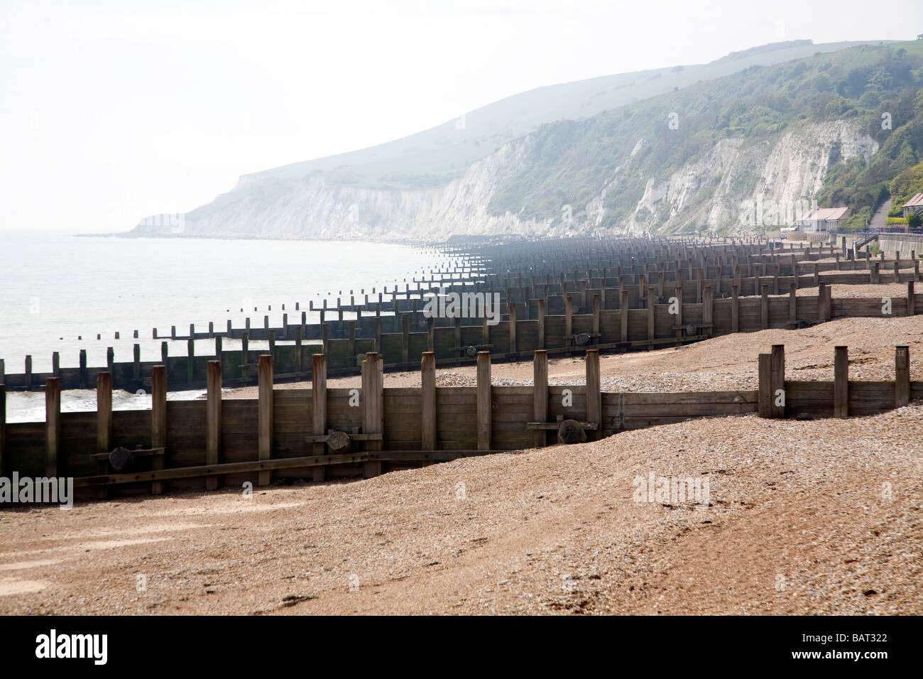 Beach groynes Eastbourne Sussex England Stock Photo - Alamy
