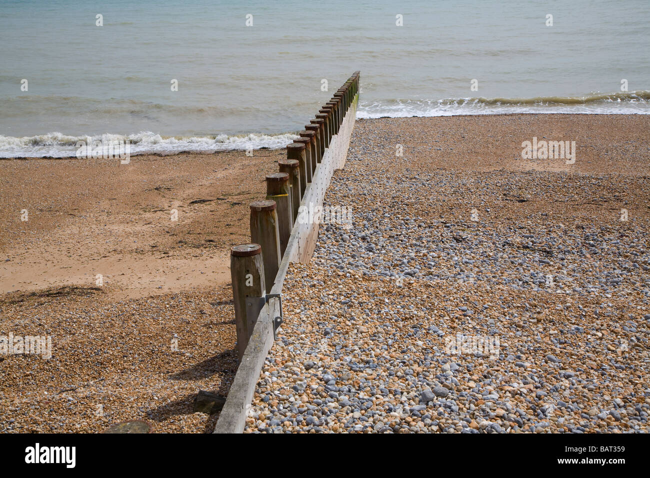 Beach groynes Eastbourne Sussex England Stock Photo - Alamy