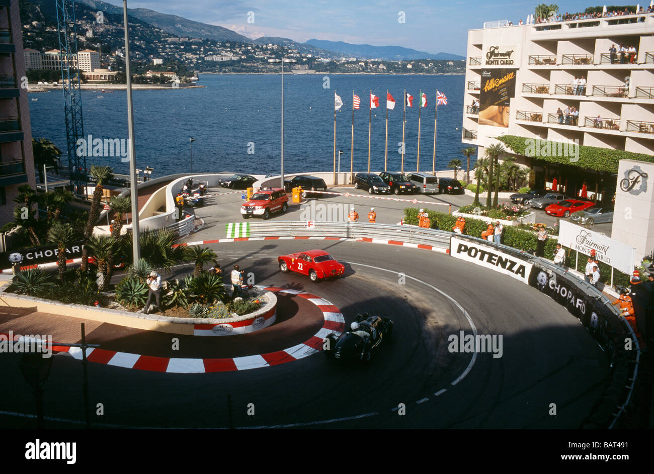 Cars going round the famous hairpin bend at the Monaco Monte Carlo ...