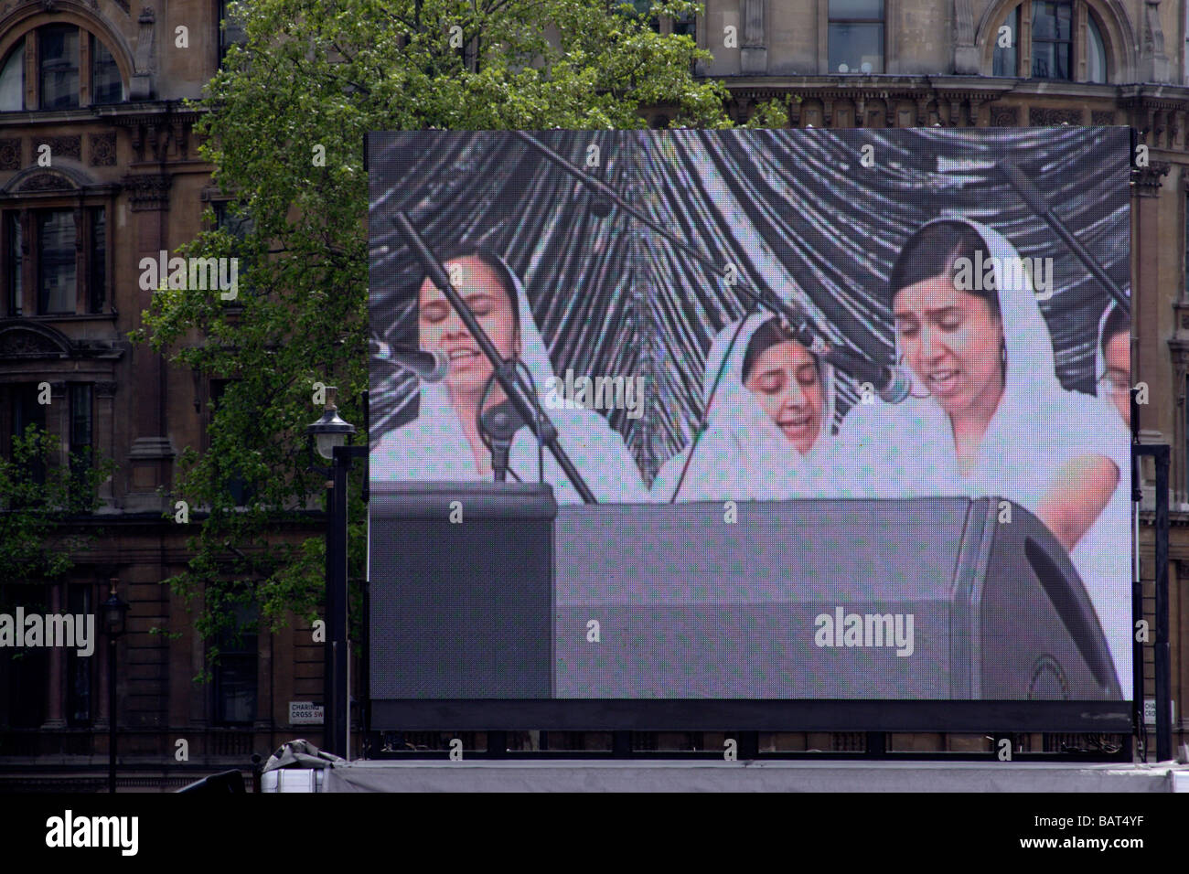 Giant VDU screen at Vaisakhi Sikh New Year Festival London 2009 Stock ...