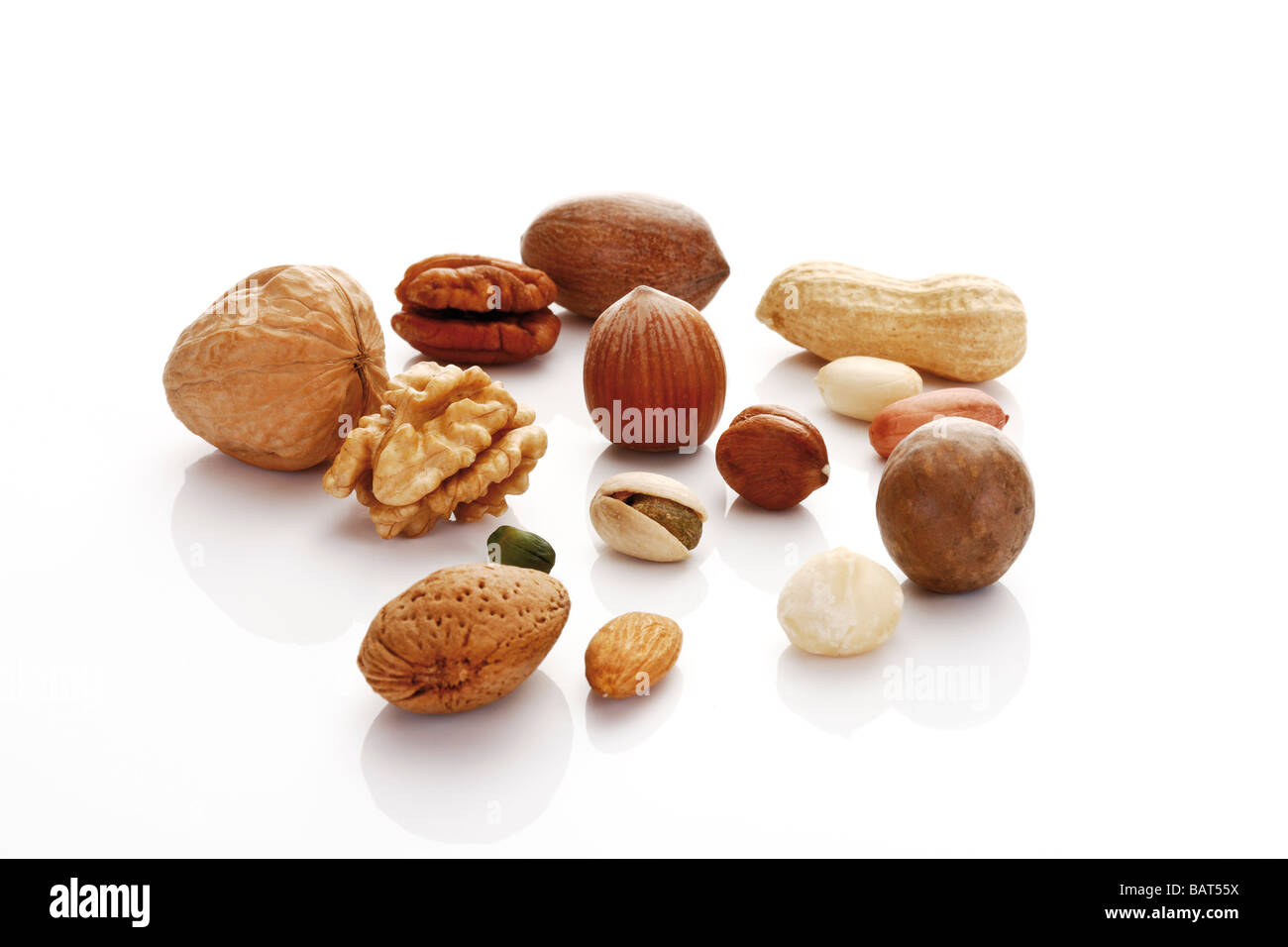 Variety of nuts with kernels Stock Photo - Alamy