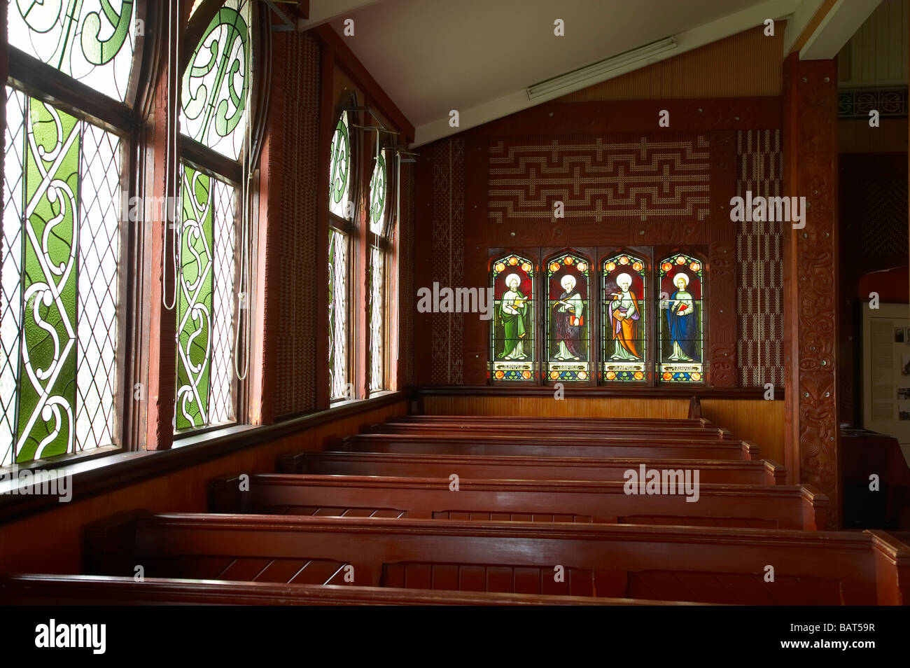 Stained Glass Window St Faiths Church Ohinemutu Rotorua North Island ...