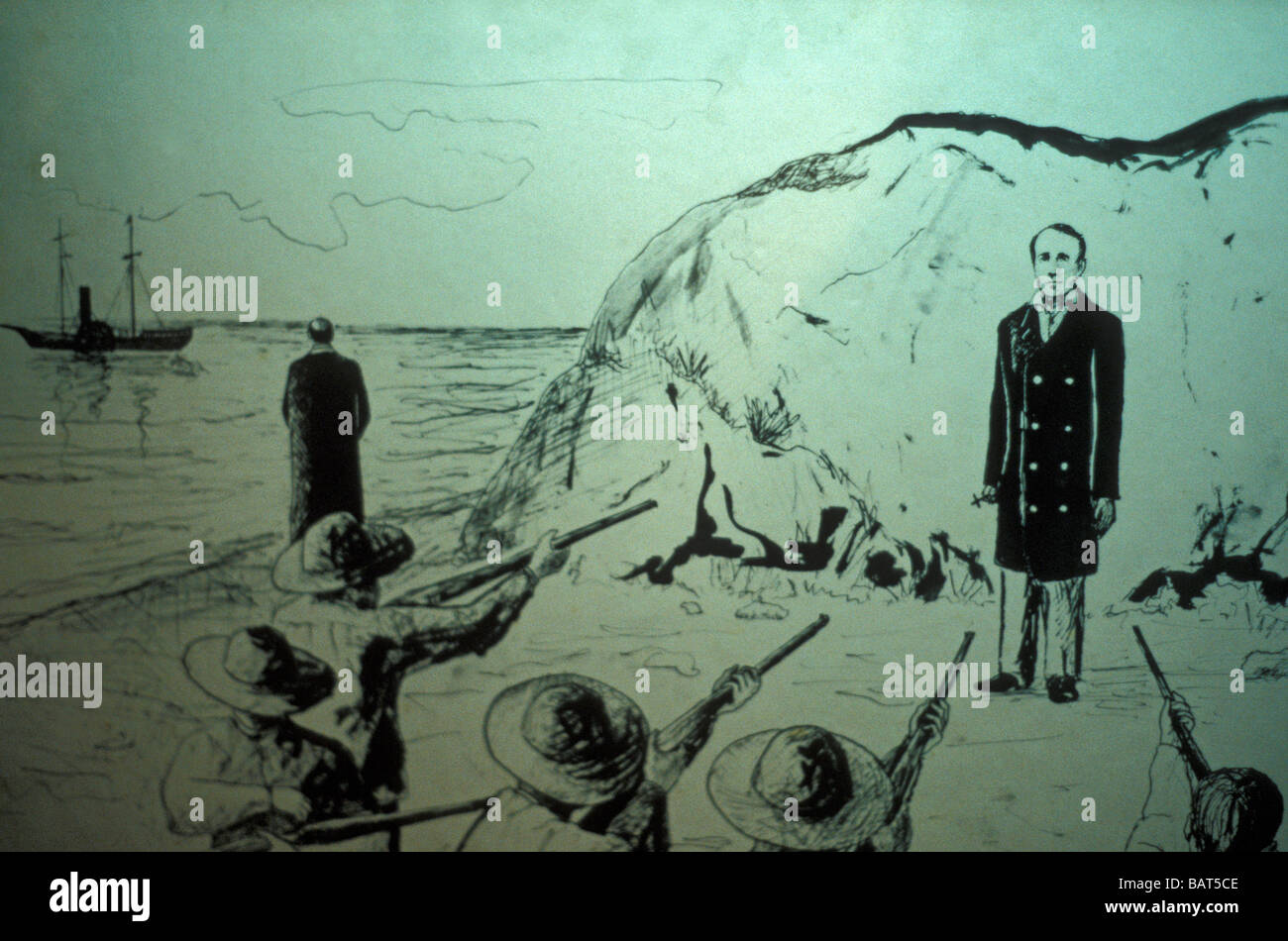 Drawing showing the execution of American filibuster William Walker ...