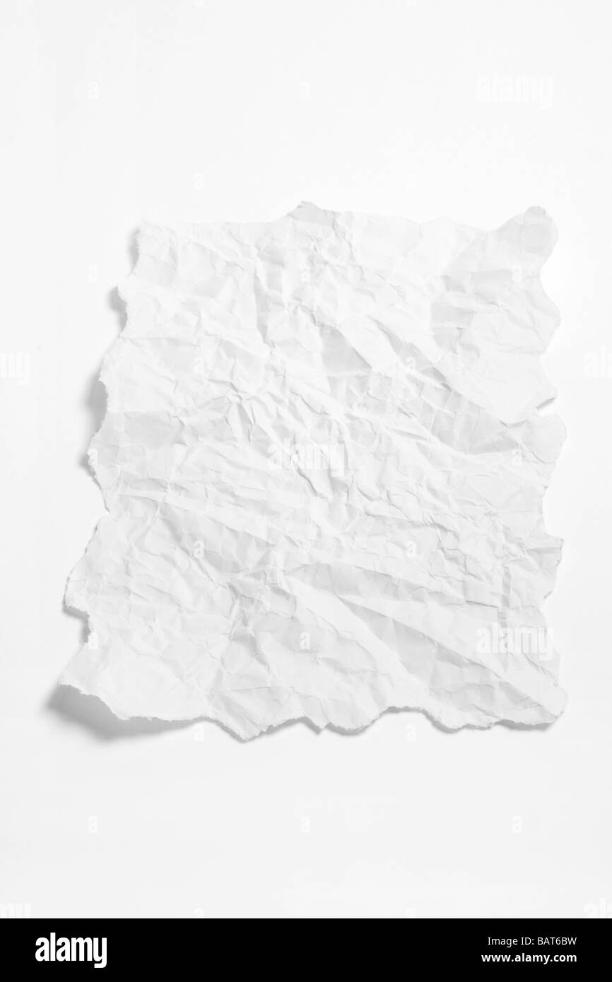 Piece white crumpled paper Cut Out Stock Images & Pictures - Alamy